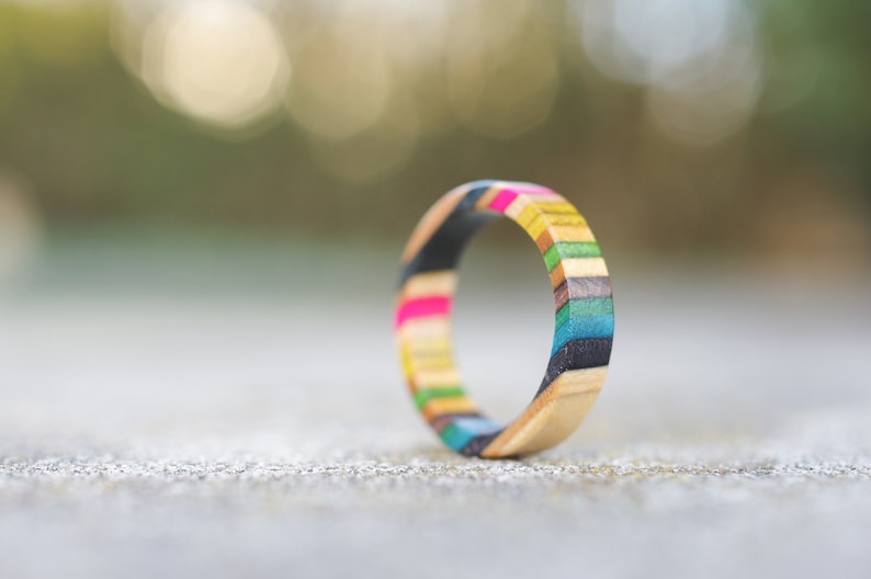 Skateboard Recycled Wood Ring - Etsy