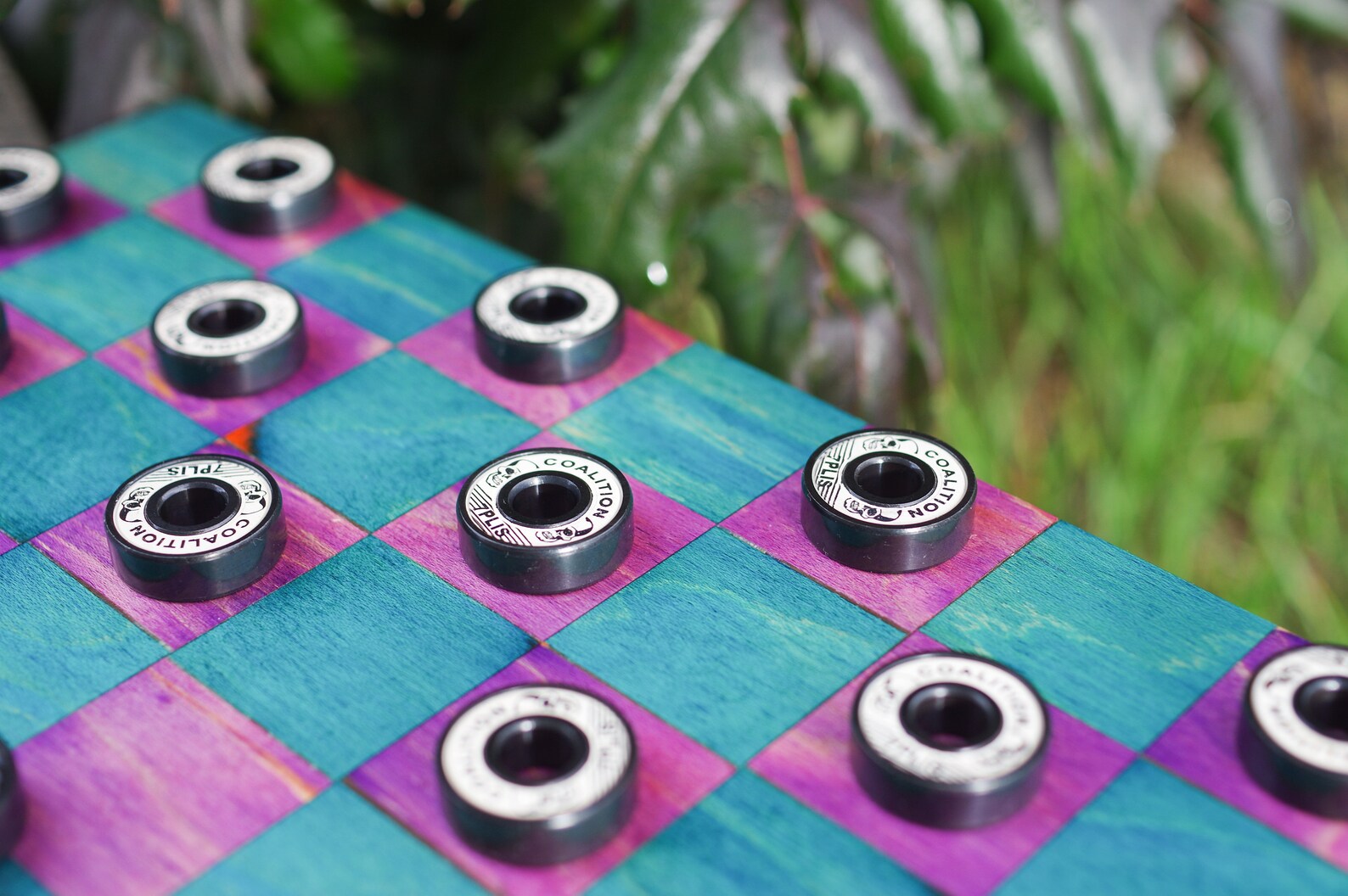 Recycled SKATEBOARD checkers game 7PLIS blue purple black | Etsy