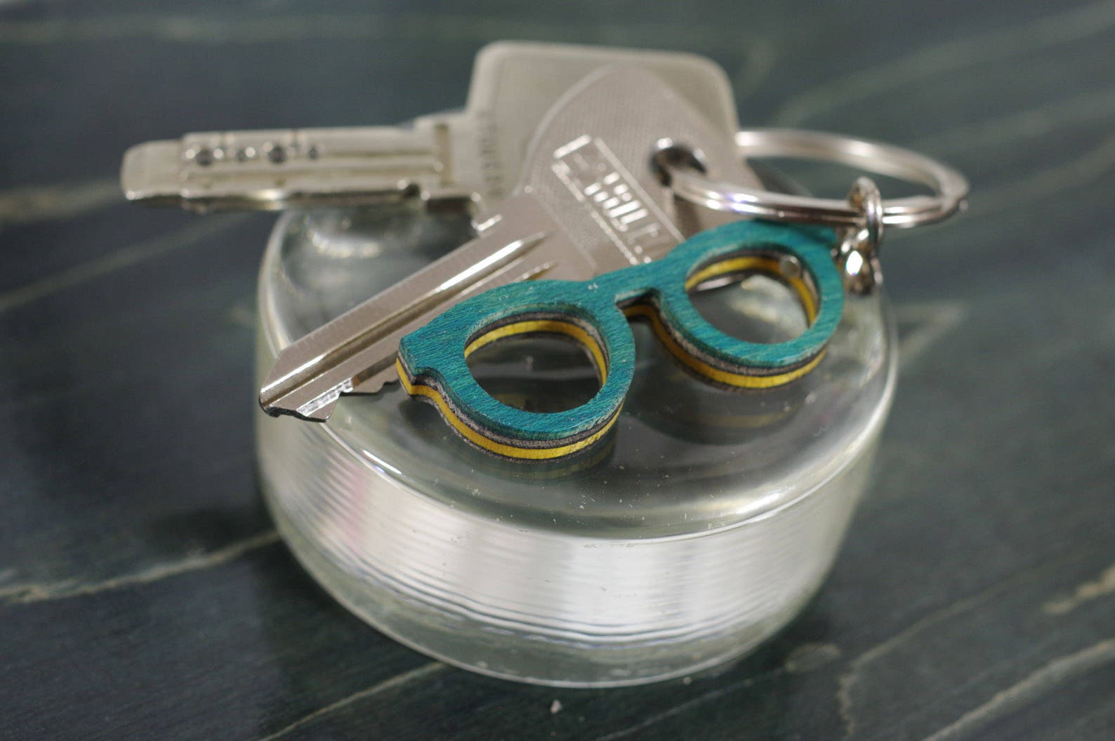Recycled 7PLIS Keyring From Used Skateboard - Wooden Blue Black and ...