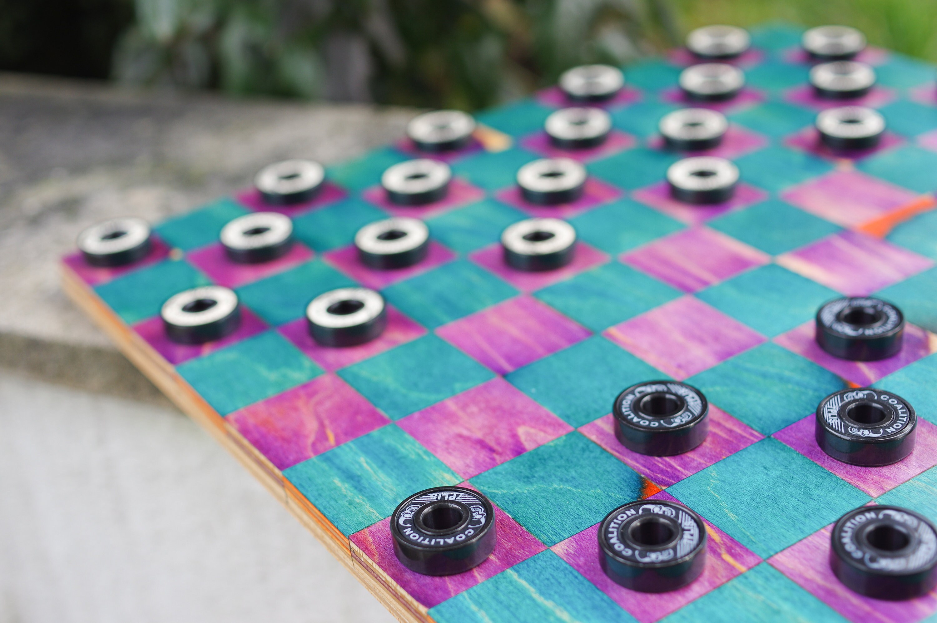 Recycled SKATEBOARD checkers game 7PLIS blue purple black | Etsy