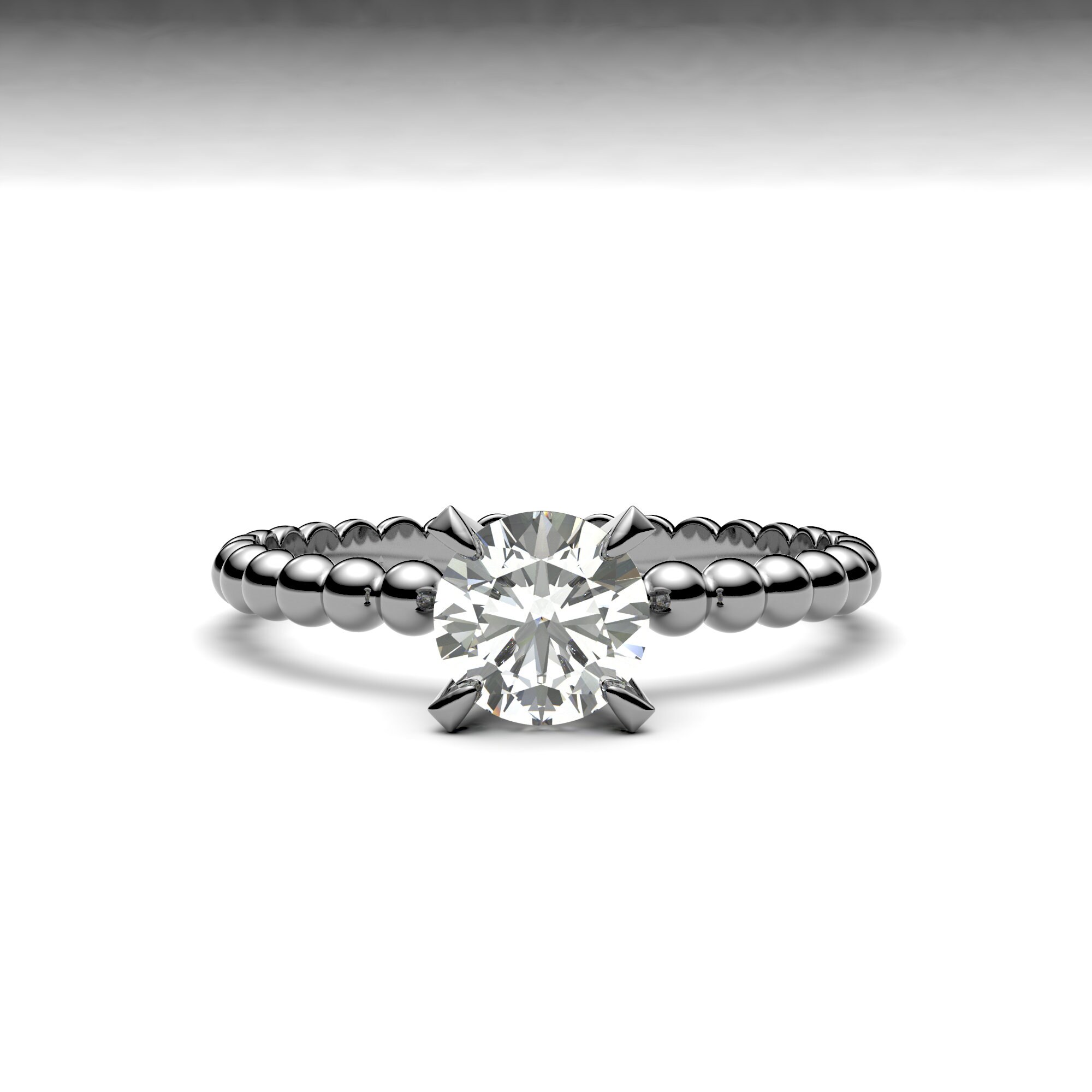 Maria 0.50ct Solitaire with Beaded Shank Recycled Gold | Etsy