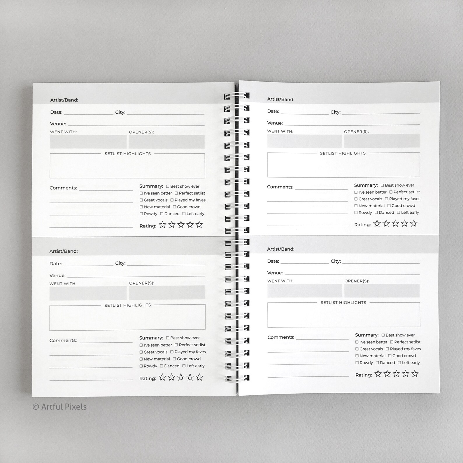 Concert Review Journal | Music Logbook for Tracking Memories | Hand ...