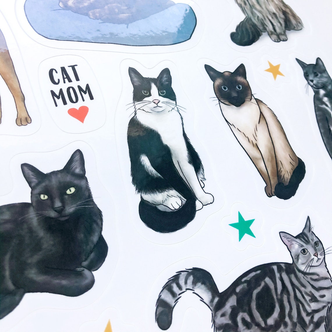 Cat Sticker Sheet Tortoiseshell Cat Sticker Tuxedo Cat | Etsy