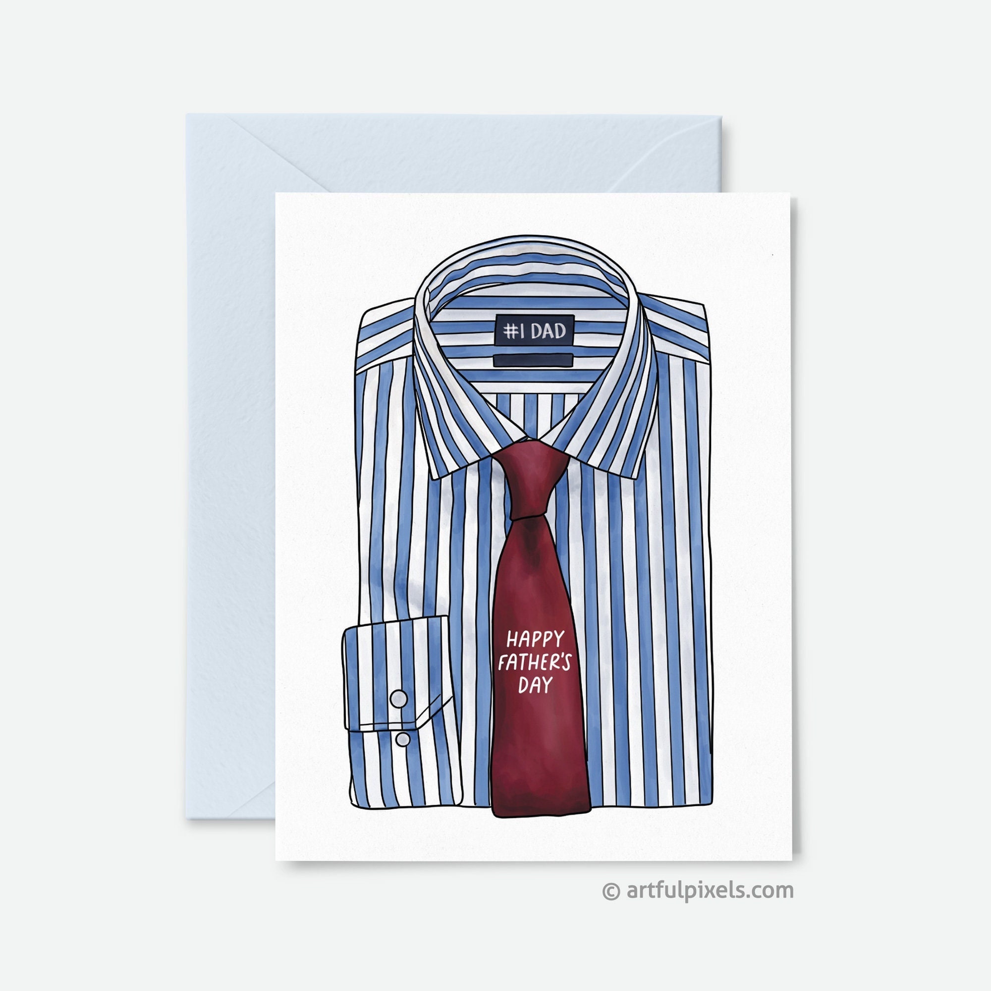 Father's Day Card - Striped Shirt and Red Tie, Happy Fathers Day, #1 ...