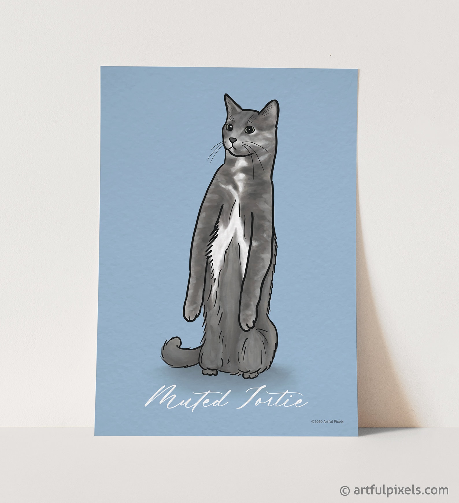 Dilute Tortie Grey Cat Art Muted Tortoiseshell Cat Artwork | Etsy