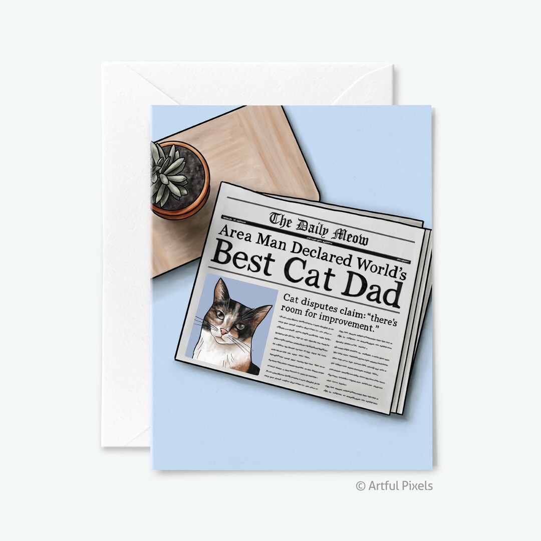 Cat Fathers Day Card From the Cat, World's Best Cat Dad Card, Calico ...
