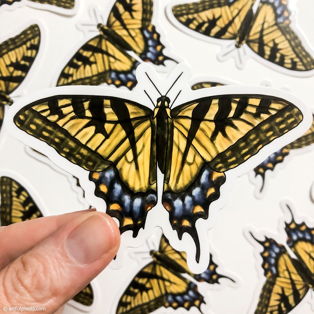 Yellow Butterfly Sticker, Eastern Tiger Swallowtail Butterfly, Gift for ...
