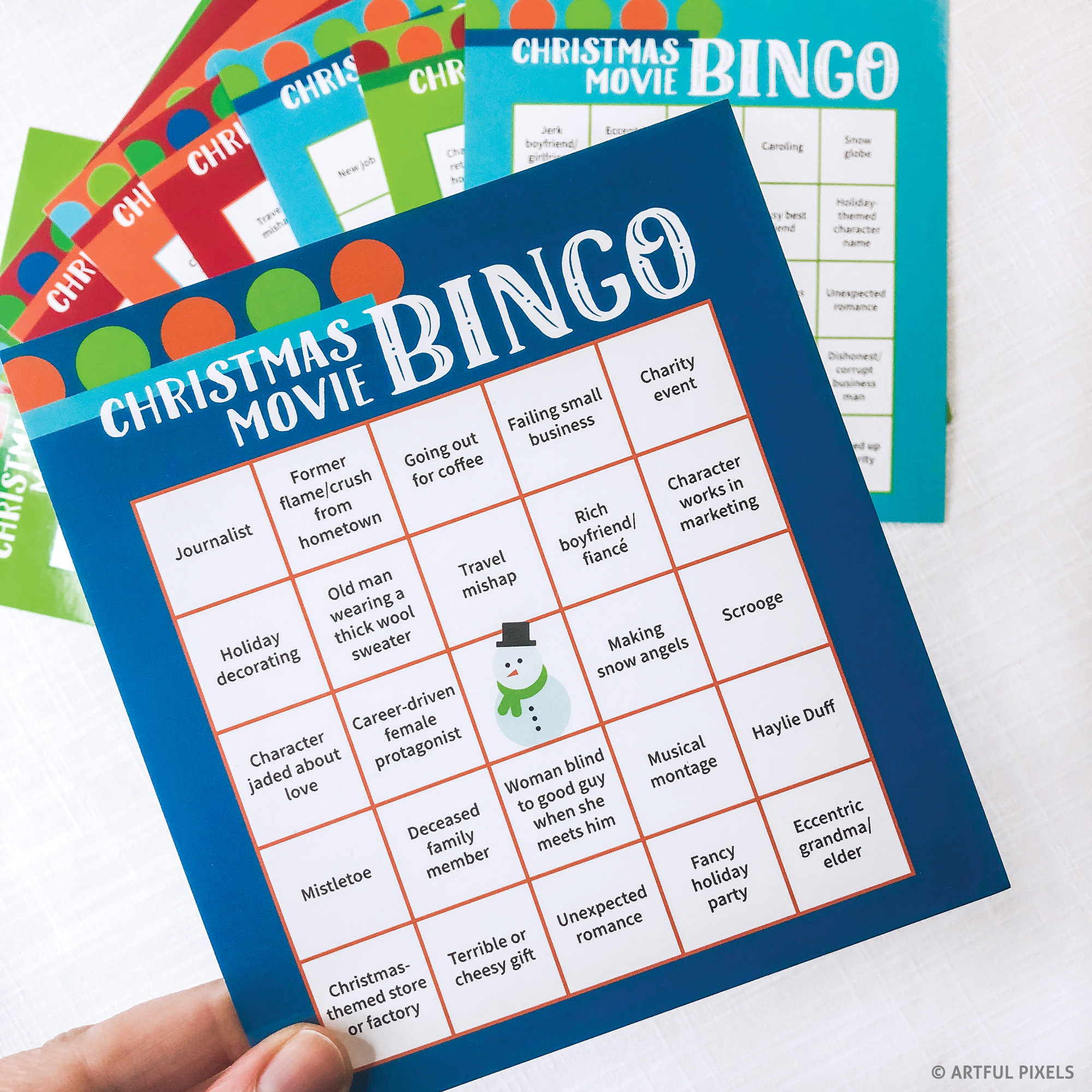 Christmas Movie Bingo Game Set 10 Reusable Cards. Watch - Etsy