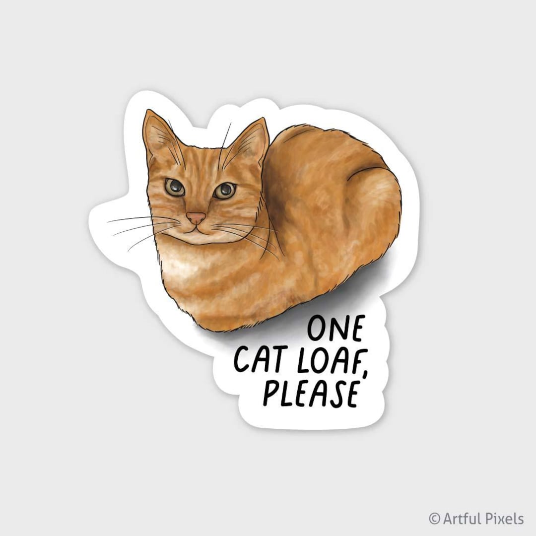 Funny Cat Sticker 3", Cat Loaf, Orange Tabby Cat Sticker, One Cat Loaf ...