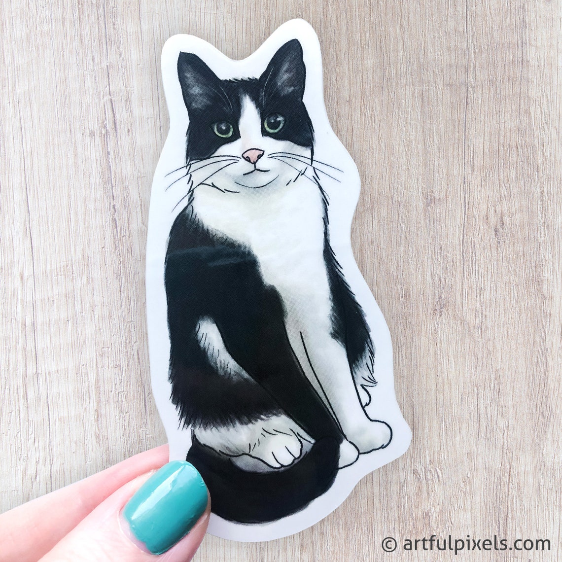 Tuxedo Cat Sticker 2.15x4 In Black and White Cat Sticker - Etsy