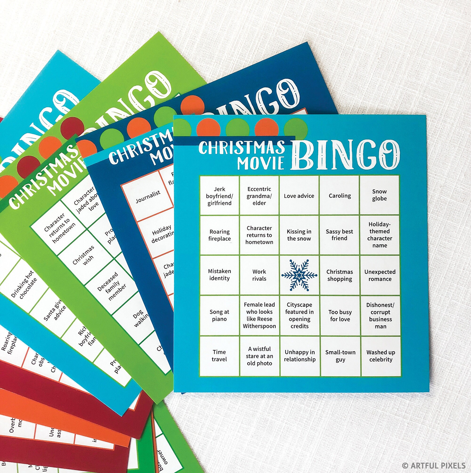 Christmas Movie Bingo Game Set 10 Reusable Cards. Watch - Etsy