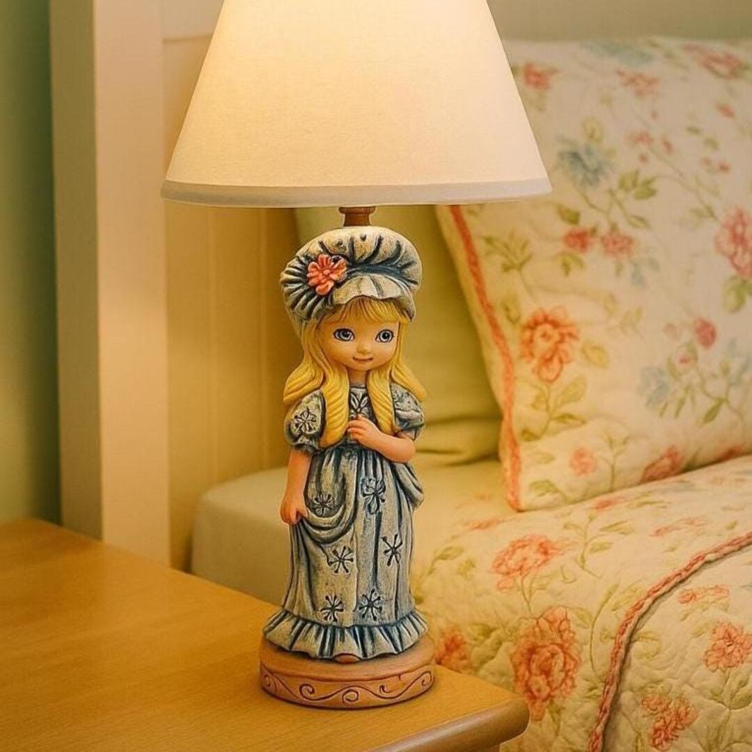 Vintage Ceramic Girl Lamp | 1960s Kitsch Decor | Big Eye Figurine - Etsy