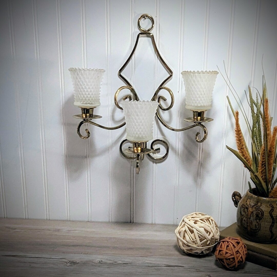 Vintage Gothic Candle Sconce, Metal Scroll Pattern, Triple Arm Wall ...