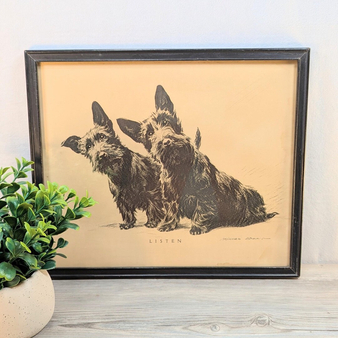 Vintage Framed Scotty Dogs, Texaco 'listen' Dogs, Morgan Dennis Pencil ...