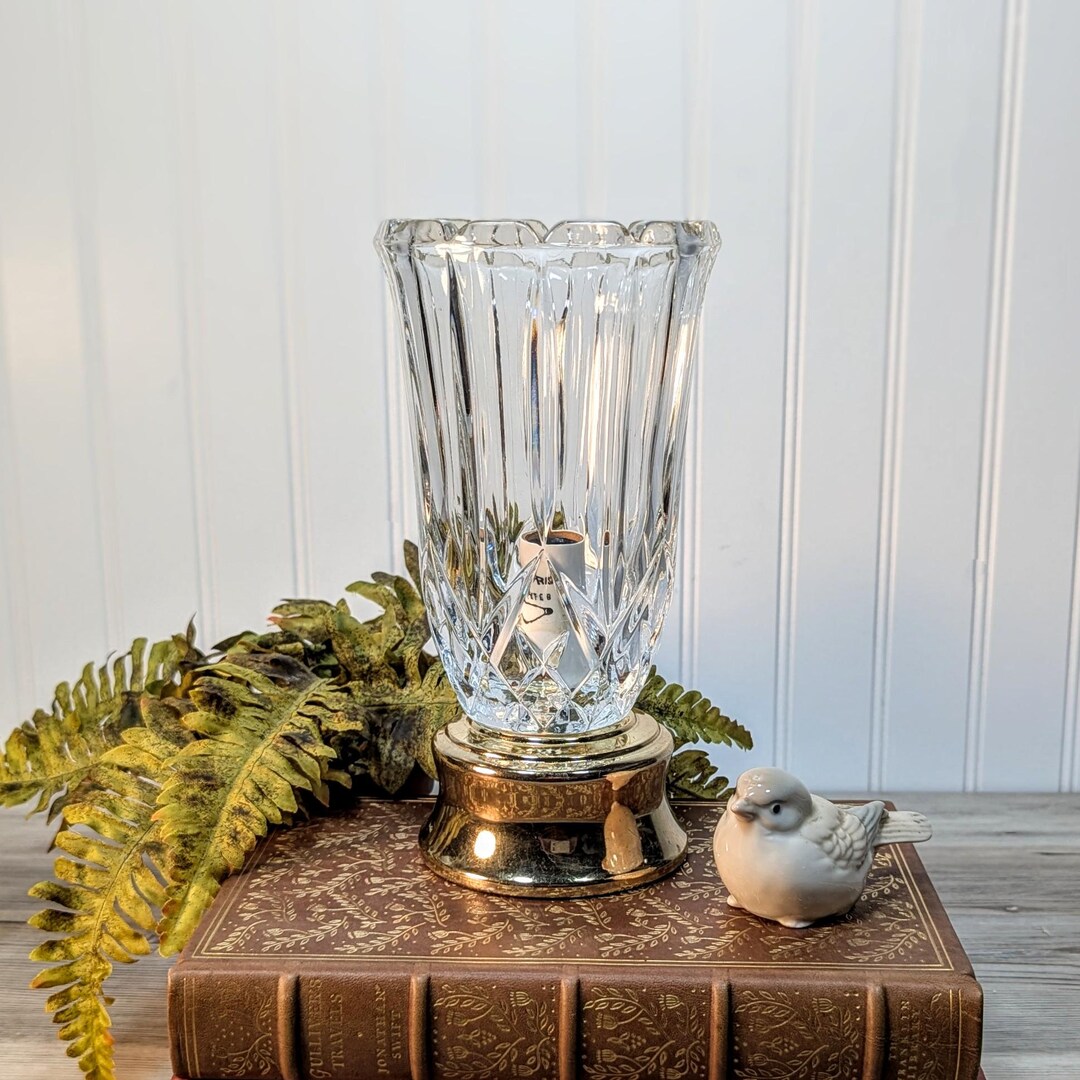 Vintage Crystal / Brass Accent Lamp, Torchiere up Light, Boudoir Accent ...