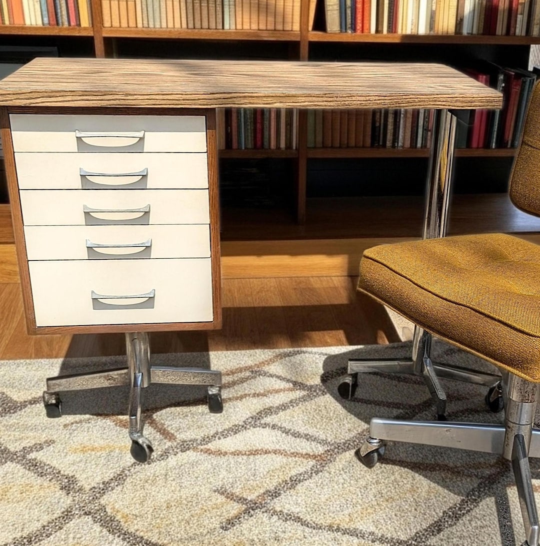 Vintage Shaw-walker Desk / Chair Set | Mid Century Office Furniture ...
