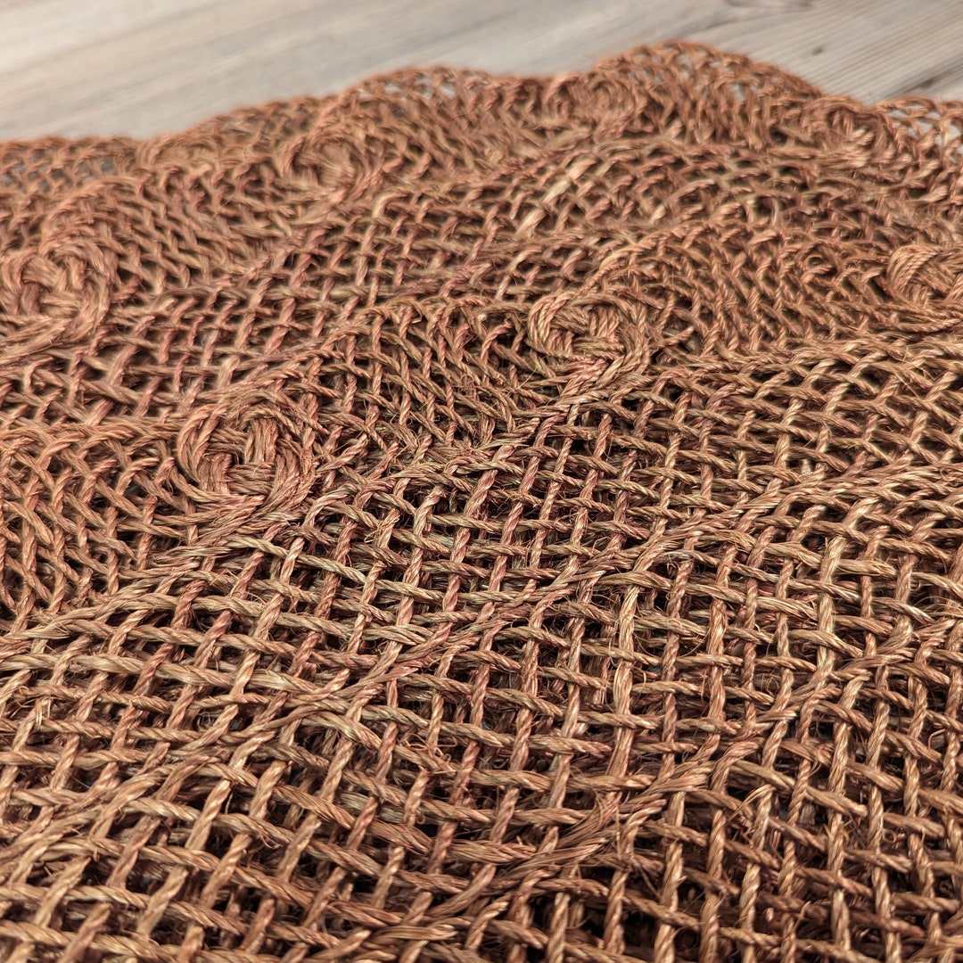 Vintage SET 4 Abaca Natural Hemp Fiber Woven Oval Placemats, Made in ...