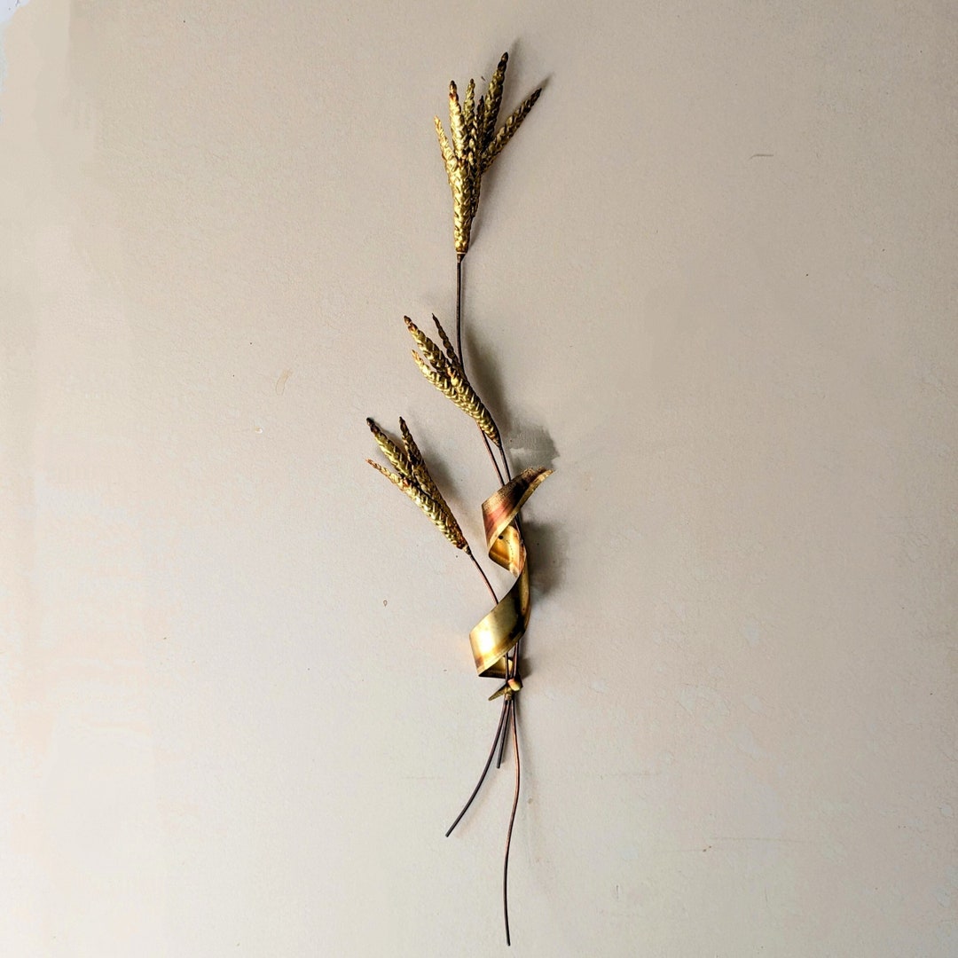 Vintage Burnt Metal Wheat Wall Sculpture - 1970s Farmhouse Decor - Etsy