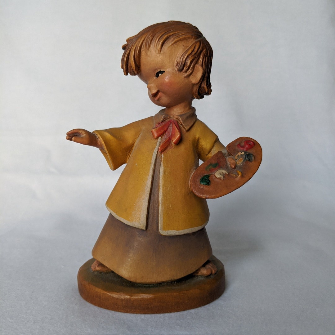 ANRI the Young Painter Carved Vintage Wood Figurine Italy Juan ...