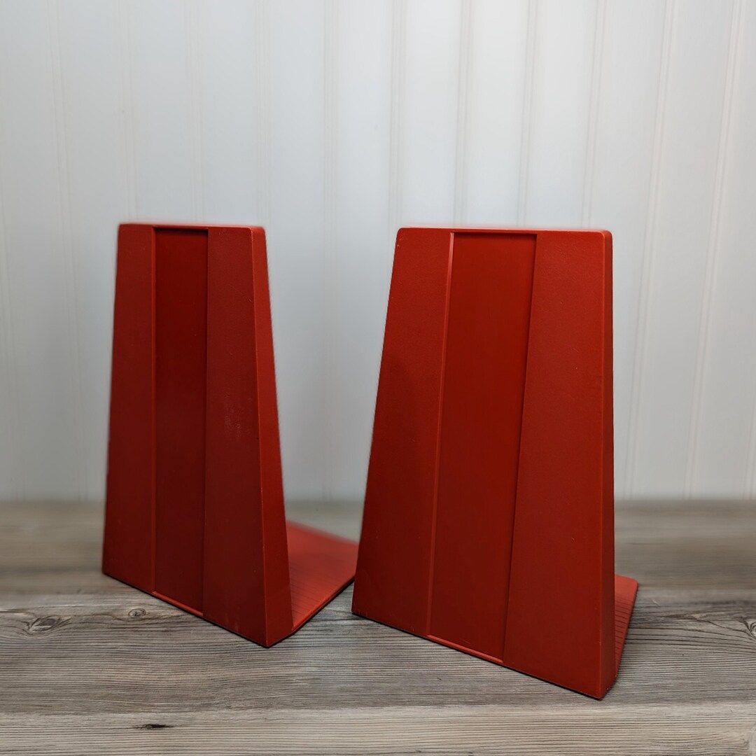 70s Tall Orange Resin Bookends for Notebooks Files Vinyl Storage Made ...