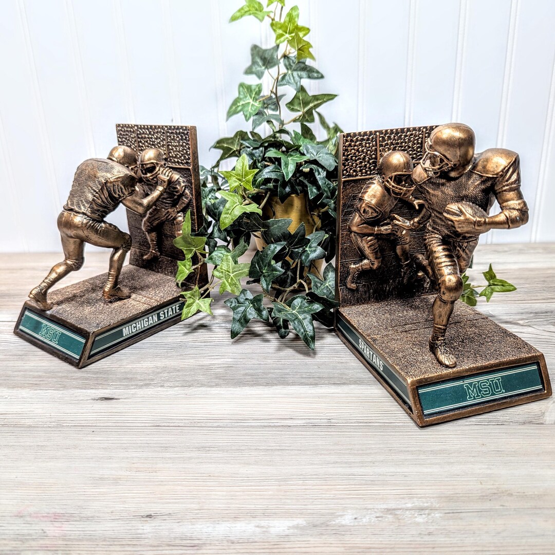 MSU Spartans Cast Bronze Bookends: Bradford Exchange Legacy Collectible ...