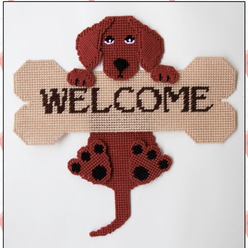 Dachshund Dog Welcome Bone-plastic Canvas Pattern-pdf Download - Etsy