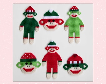 Plastic Canvas Pattern PDF Sock Monkey Love - Etsy