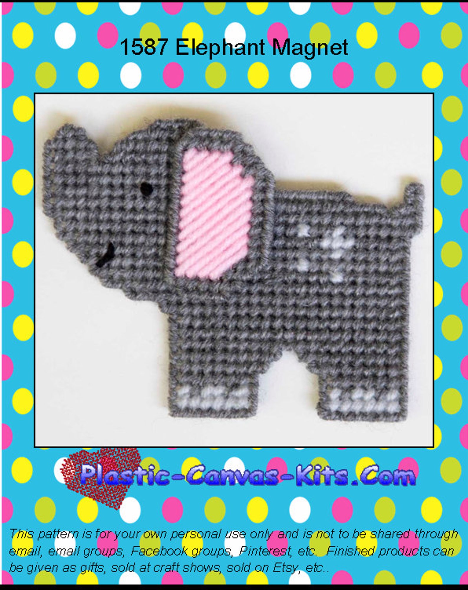 Elephant Magnet-plastic Canvas Pattern-pdf Download | Etsy
