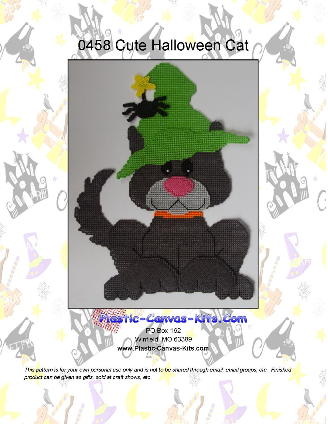 Cute Halloween Cat Wall Hanging-plastic Canvas Pattern-pdf Download - Etsy