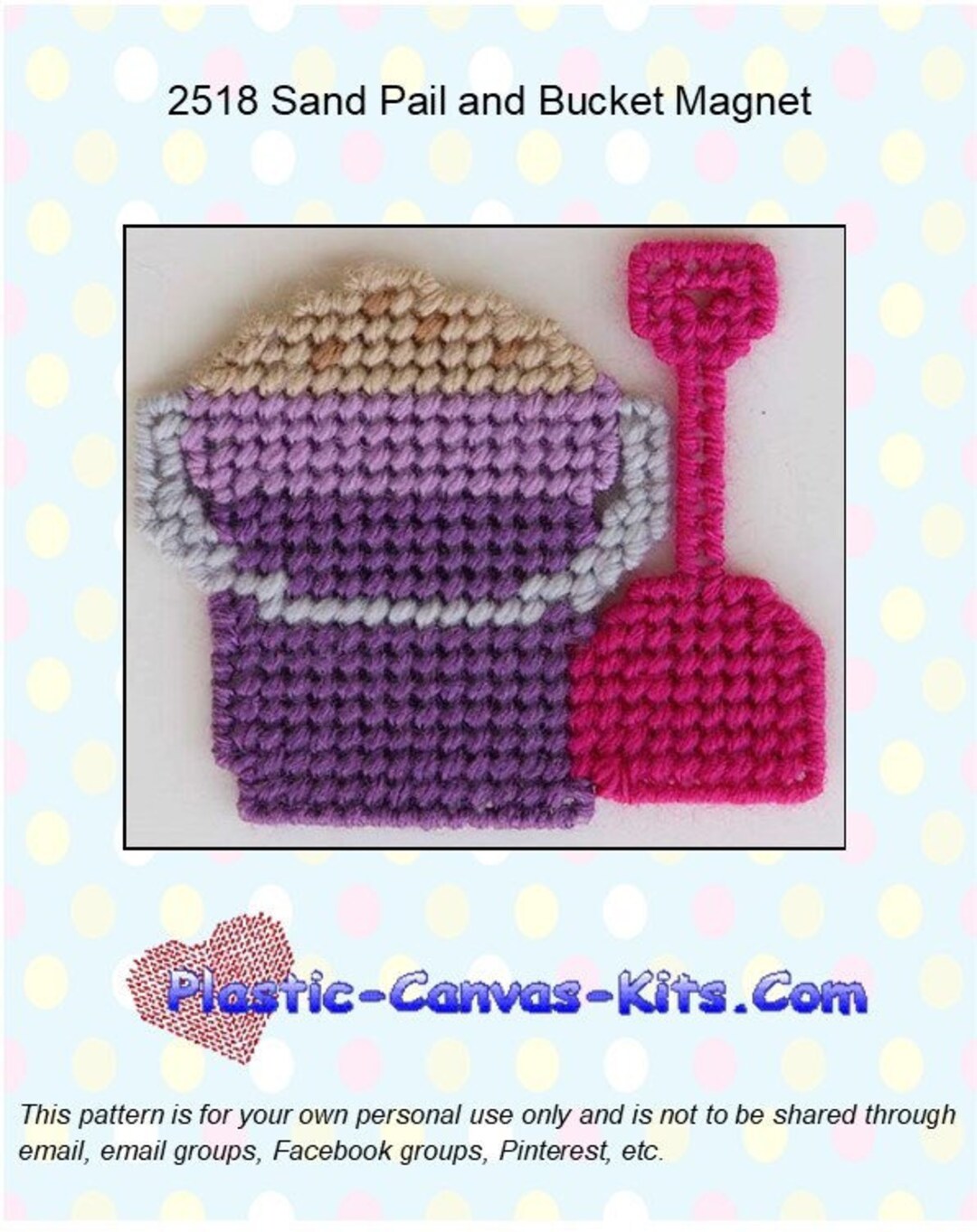 Sand Pail and Shovel Magnet-plastic Canvas Pattern-pdf Download - Etsy