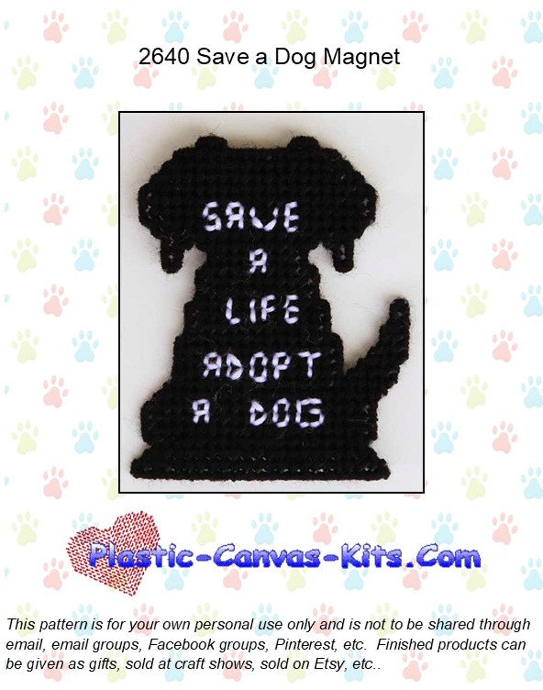 Save a Dog Magnet-plastic Canvas Pattern-pdf Download - Etsy