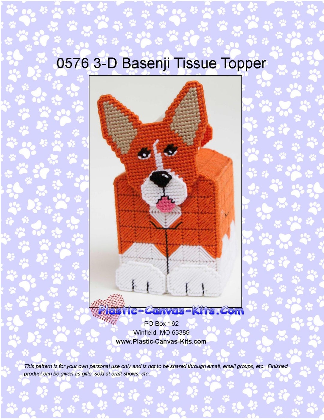 Basenji Dog 3-D Tissue Topper-plastic Canvas Pattern- PDF Download - Etsy