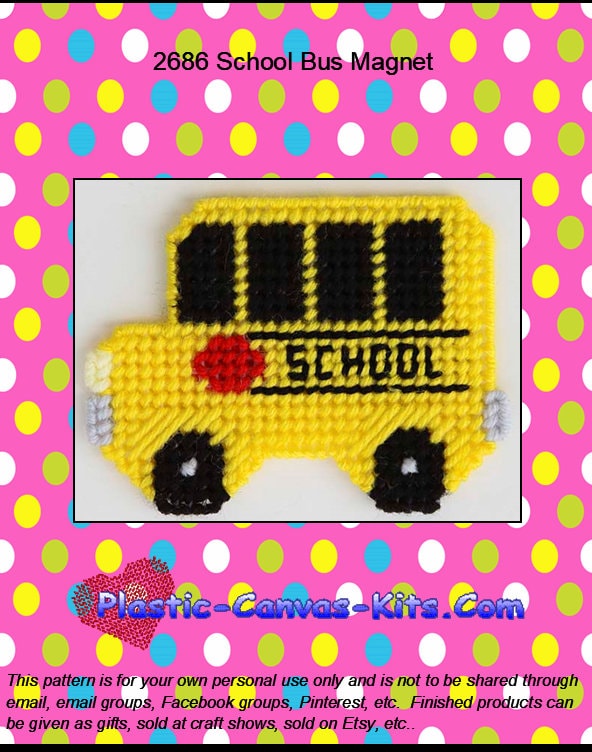 School Bus Magnet-plastic Canvas Pattern-pdf Download - Etsy