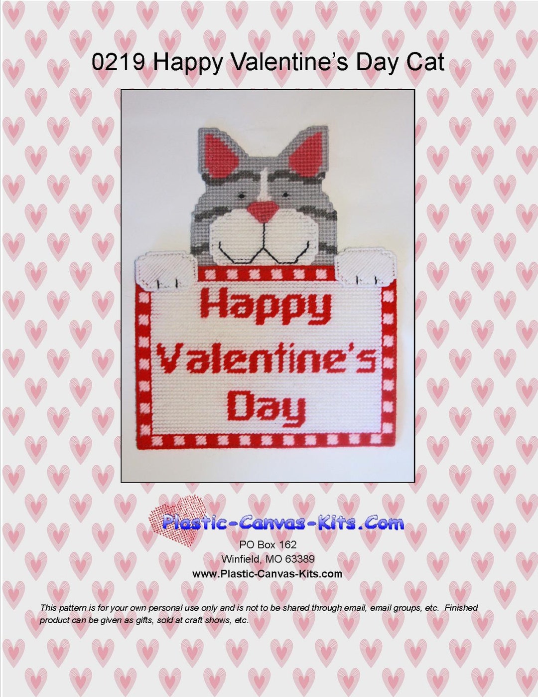 Happy Valentine's Day Cat-plastic Canvas Pattern-pdf Download - Etsy