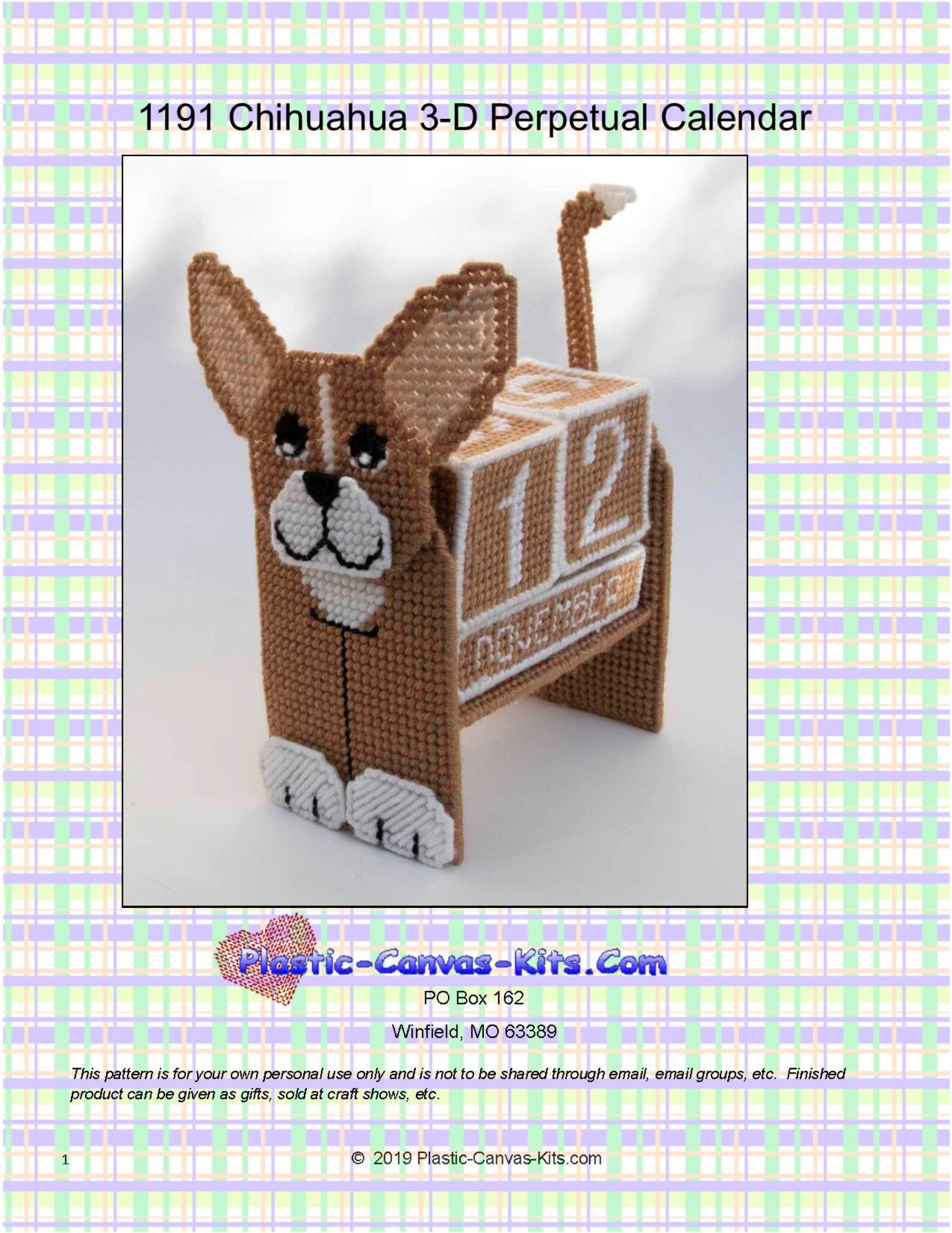 Chihuahua Dog Perpetual Calendar-plastic Canvas Pattern-pdf Download - Etsy