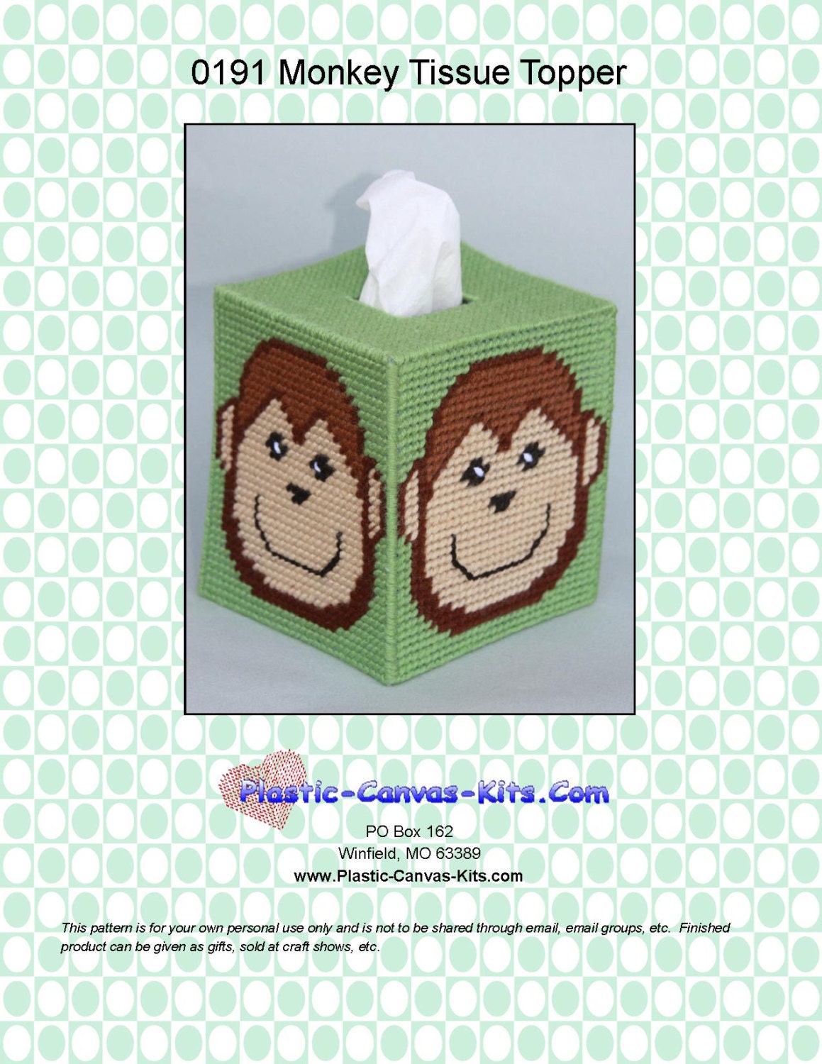 Monkey Tissue Topper-plastic Canvas Pattern-pdf Download - Etsy