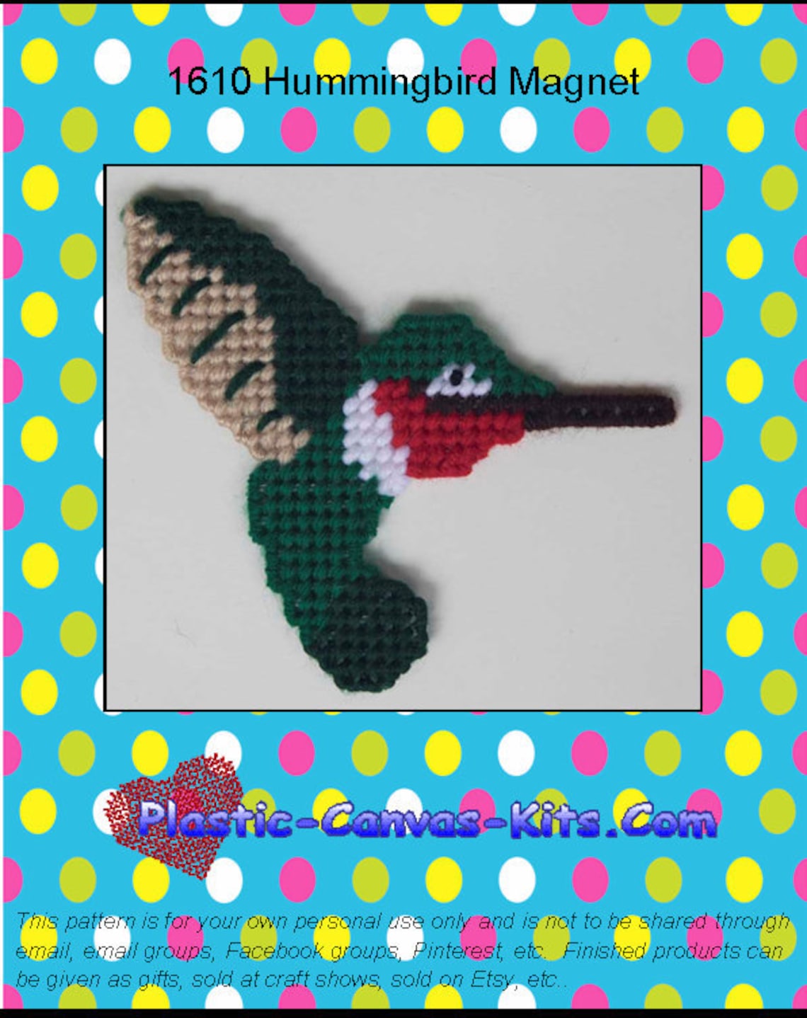 Hummingbird Magnet-Plastic Canvas Pattern PDF Download | Etsy