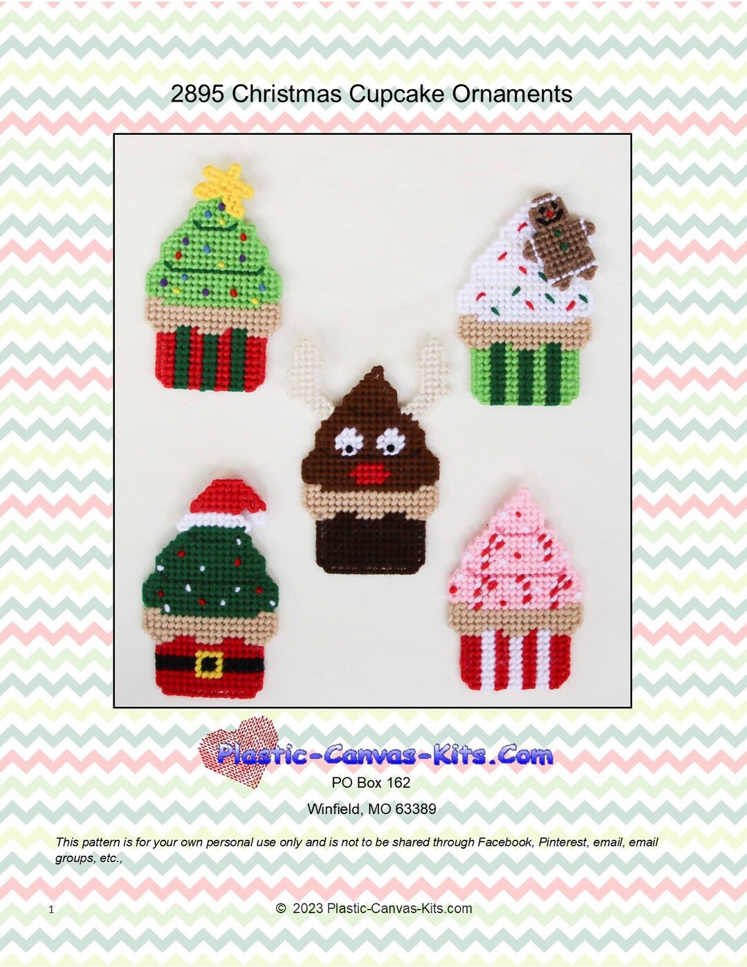 Christmas Cupcake Ornaments- Plastic Canvas Pattern-pdf Download - Etsy