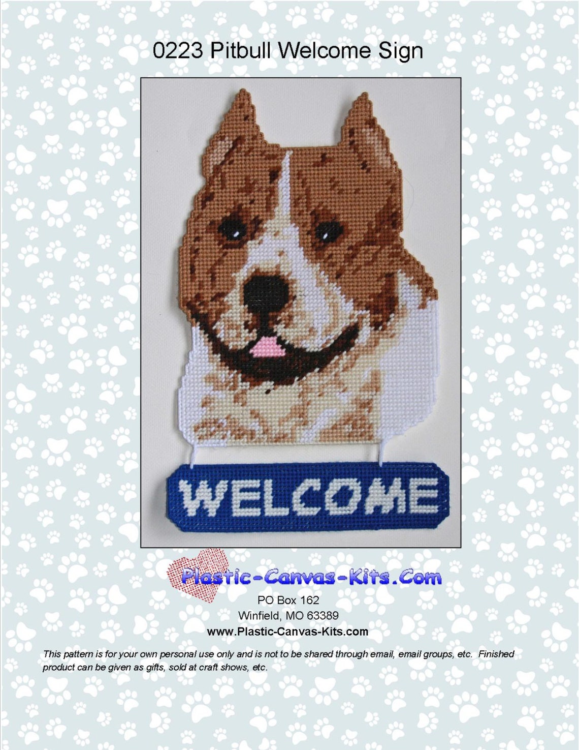 Pitbull Dog Welcome Sign-plastic Canvas Pattern-pdf Download - Etsy