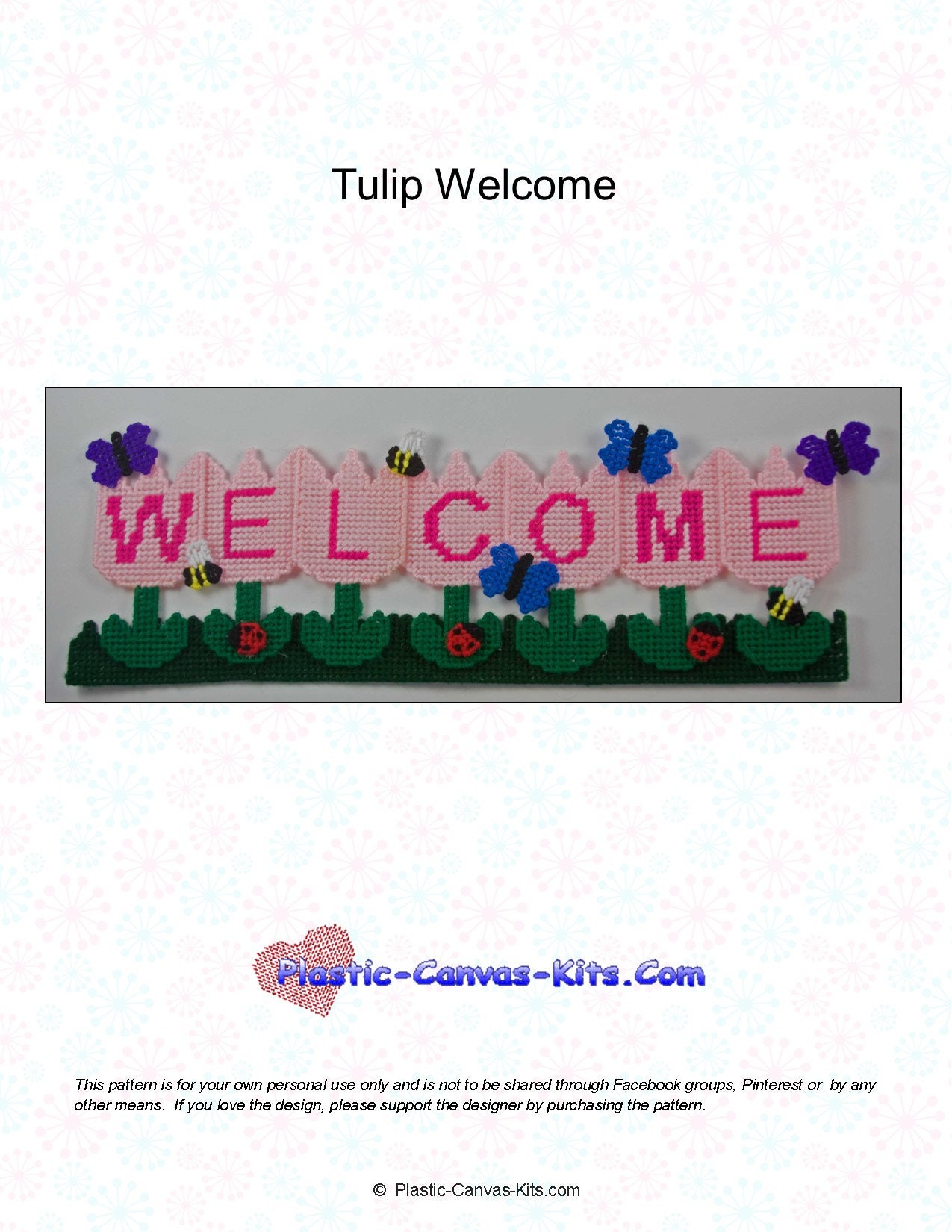 Tulip Flower Welcome Sign-plastic Canvas Pattern-pdf Download - Etsy