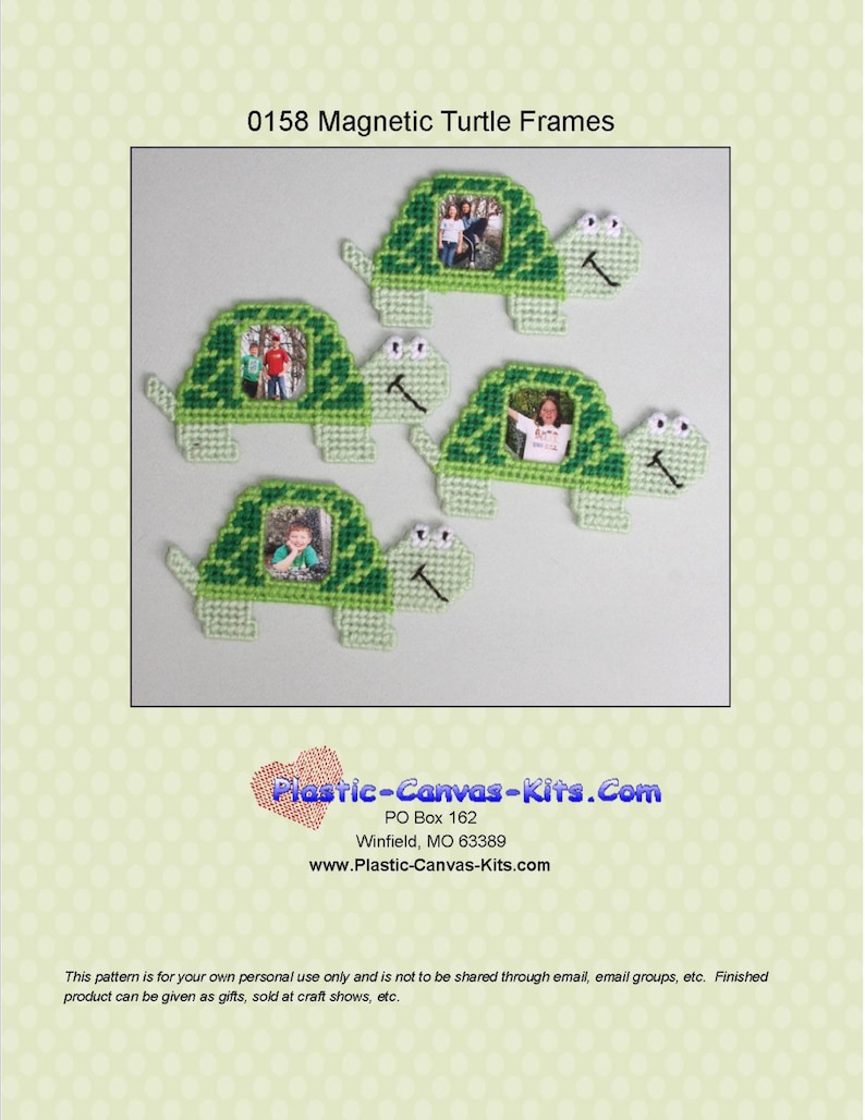 Magnetic Turtle Picture Frames-plastic Canvas Pattern-pdf Download - Etsy