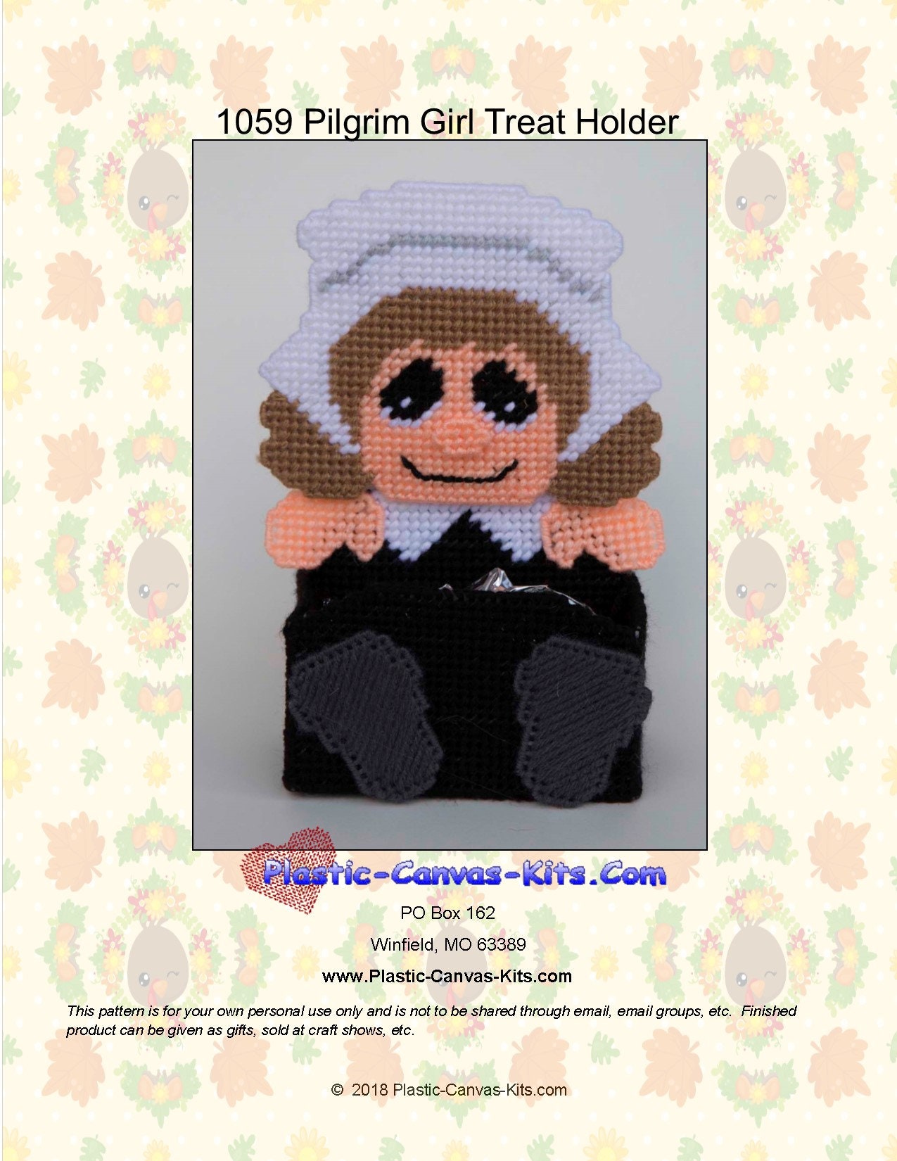Thanksgiving Pilgrim Girl Treat Holder-plastic Canvas - Etsy