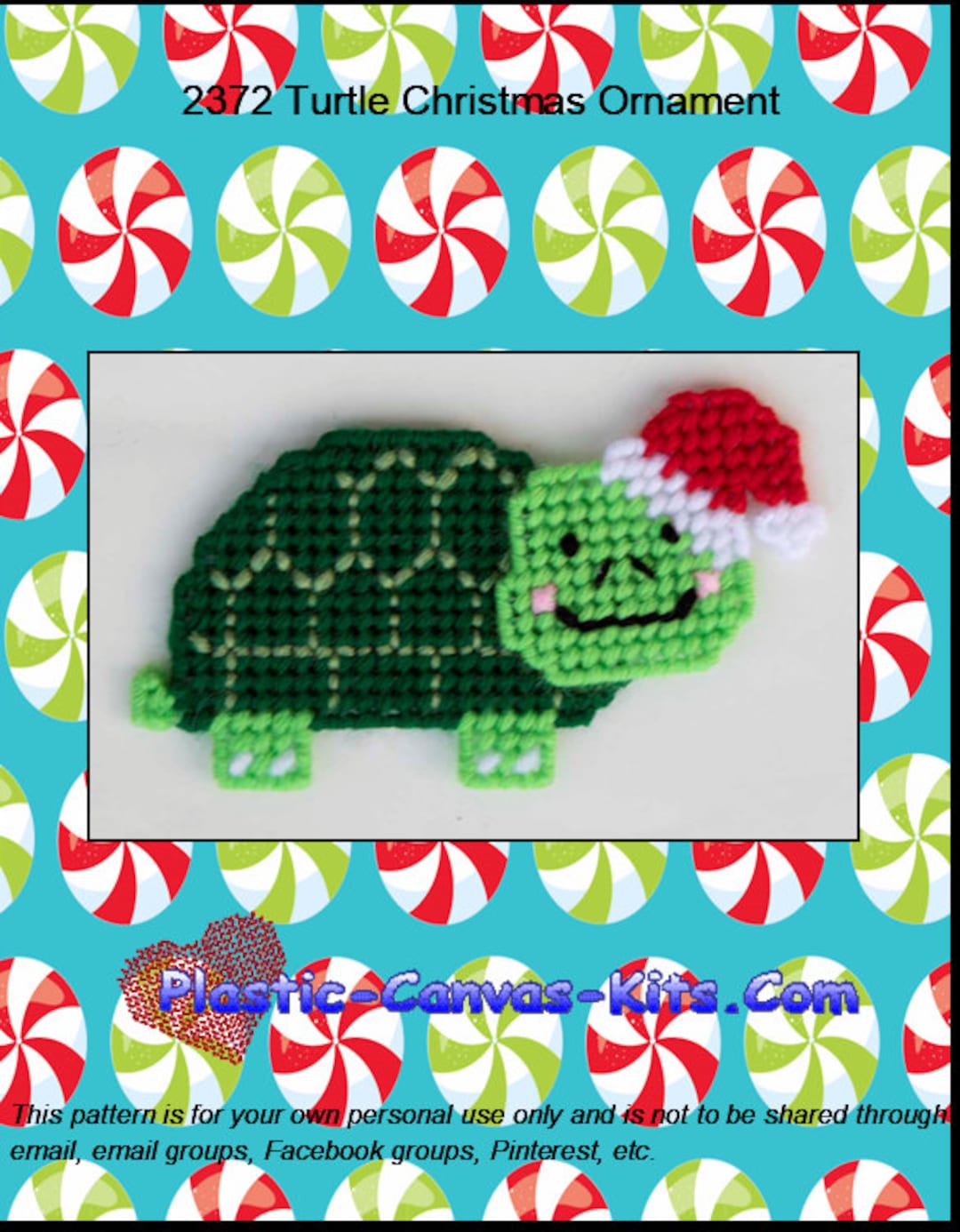 Turtle Christmas Ornament-plastic Canvas Pattern-pdf Download - Etsy