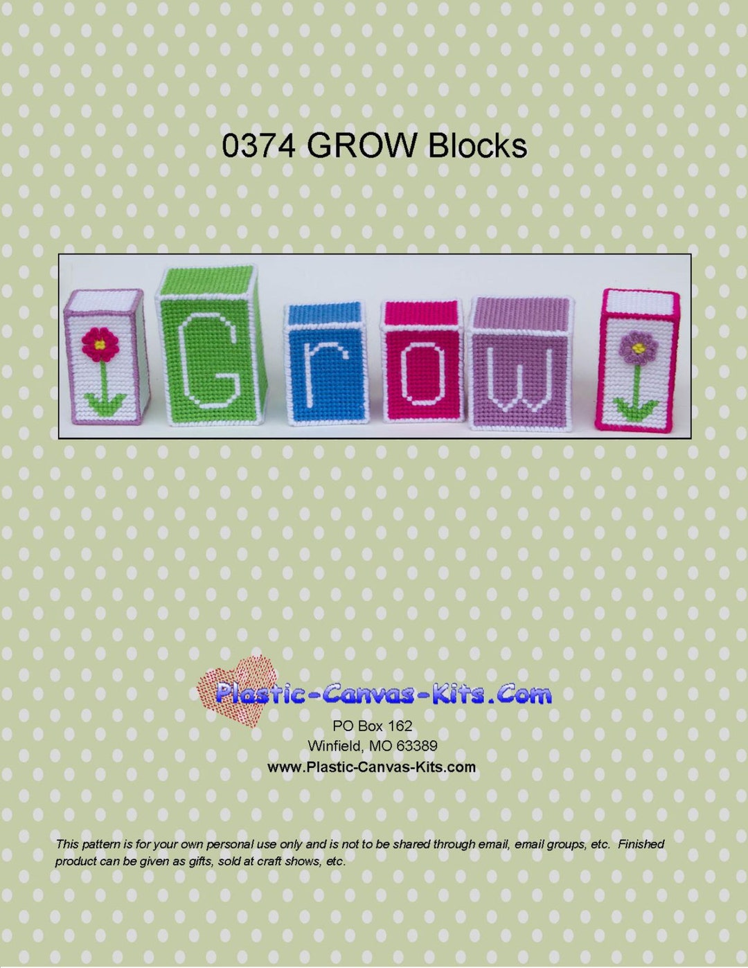 GROW Blocks-plastic Canvas Pattern-flowers-pdf Download - Etsy
