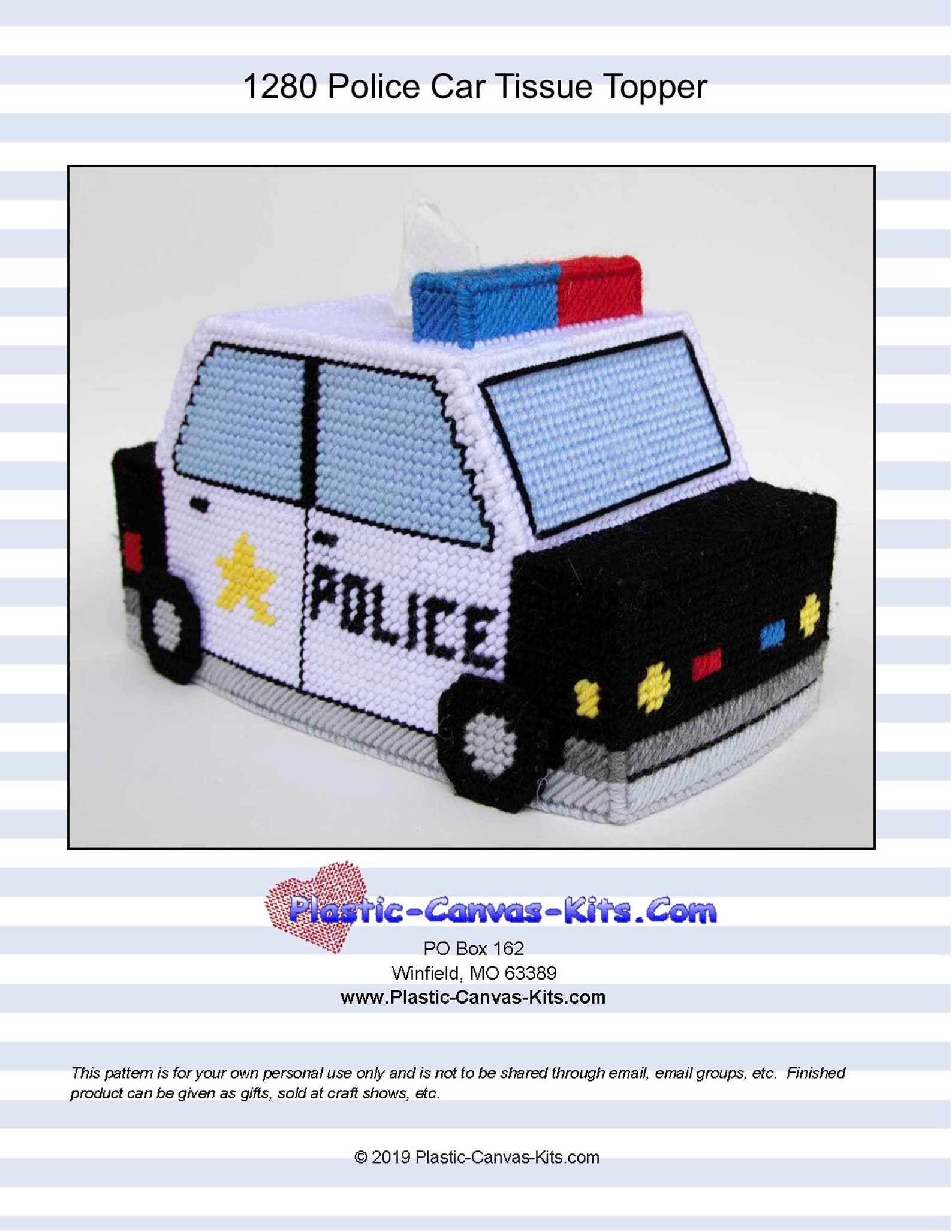 Police Car Tissue Topper-plastic Canvas Pattern-pdf Download - Etsy
