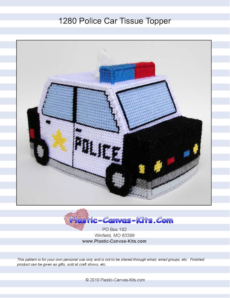 Police Car Tissue Topper-plastic Canvas Pattern-pdf Download - Etsy