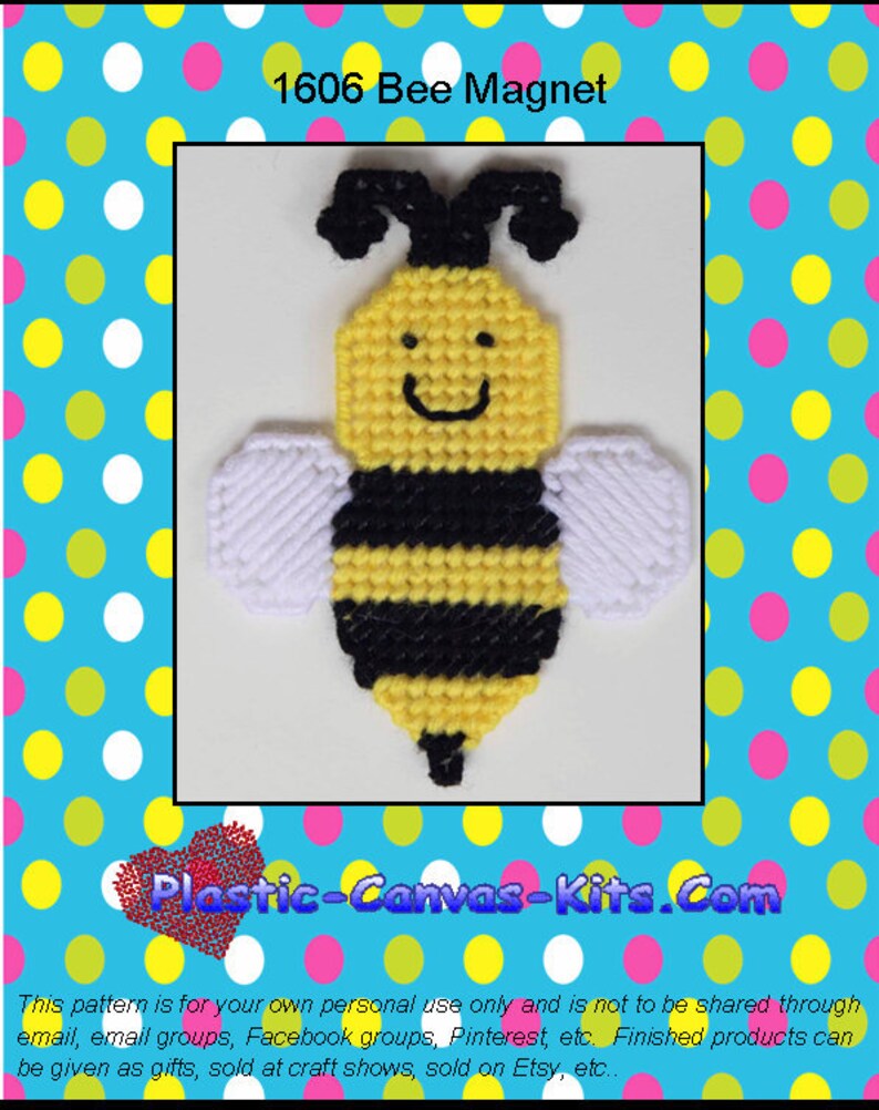 Bee Magnet-plastic Canvas Pattern-pdf Download | Etsy