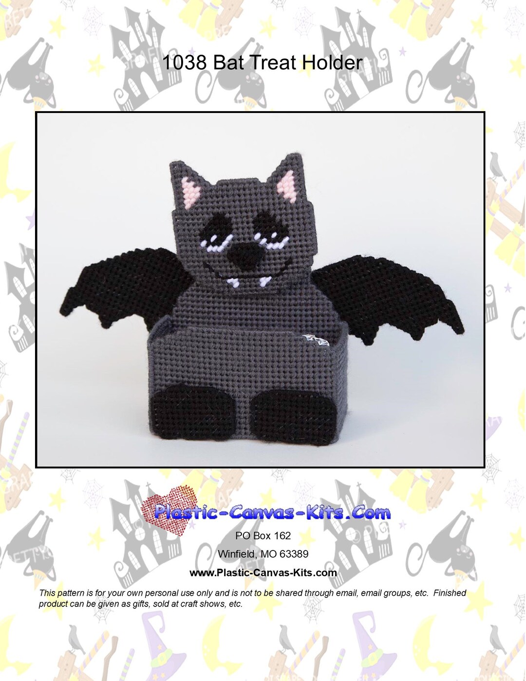 Bat Treat Holder-halloween-plastic Canvas Pattern-pdf Download - Etsy
