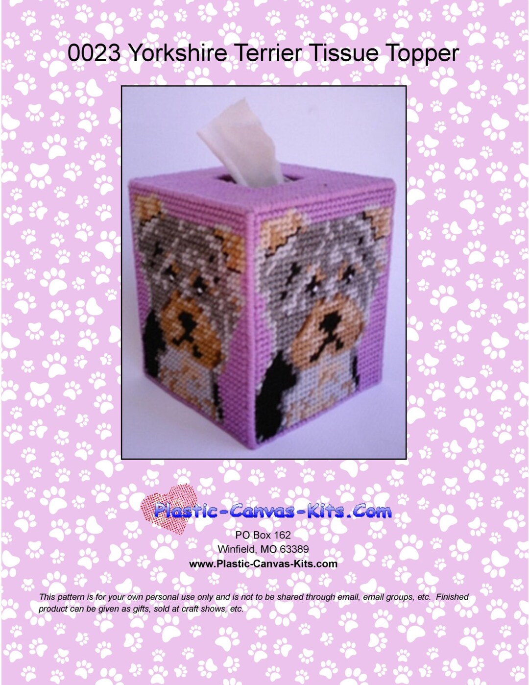 Yorkshire Terrier Tissue Topper-plastic Canvas Pattern-pdf Download - Etsy