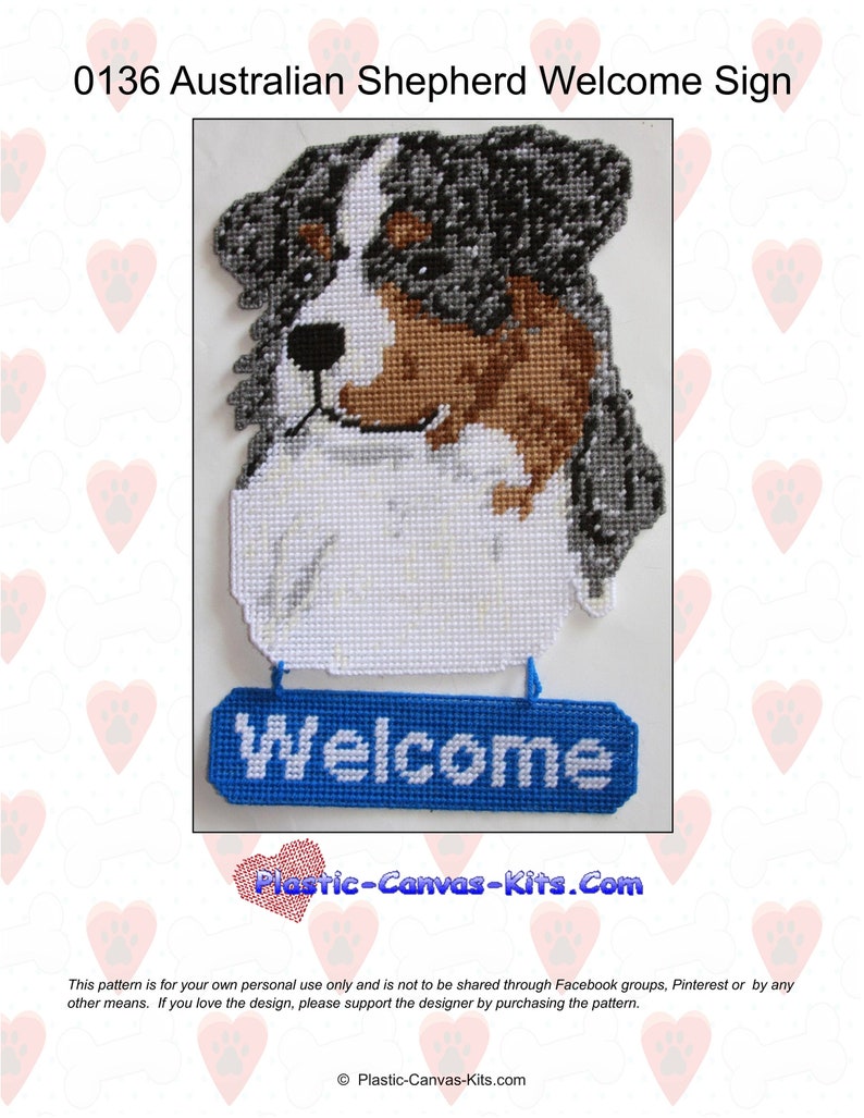 Australian Shepherd Welcome Sign-plastic Canvas Pattern-pdf Download - Etsy